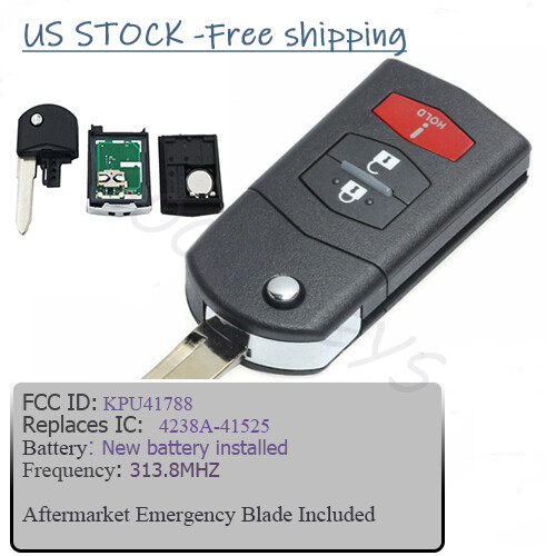 2005 2006 2007 2008 for Mazda 6 RX-8 Keyless Remote 3-Button Flip Key ...