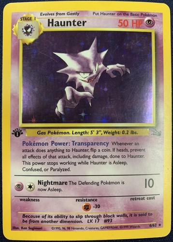 HAUNTER HOLO RARE 1ST FIRST EDITION POKEMON FOSSIL 6/62 LIGHTLY PLAYED ...