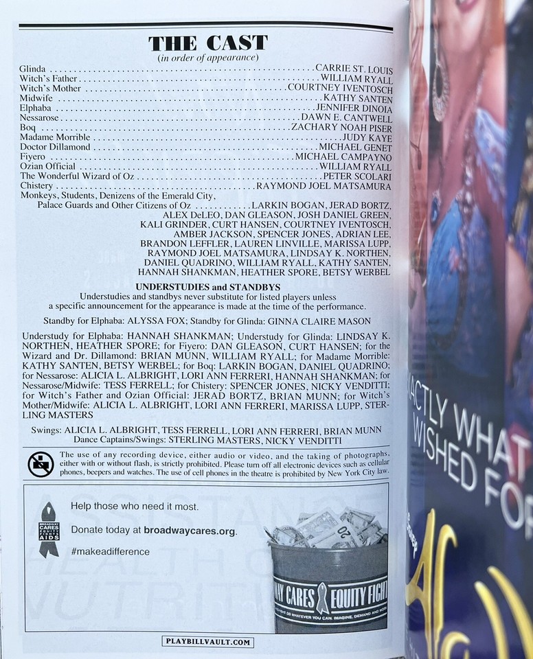 Peter Scolari Signed In Person WICKED Broadway Playbill - Authentic | eBay