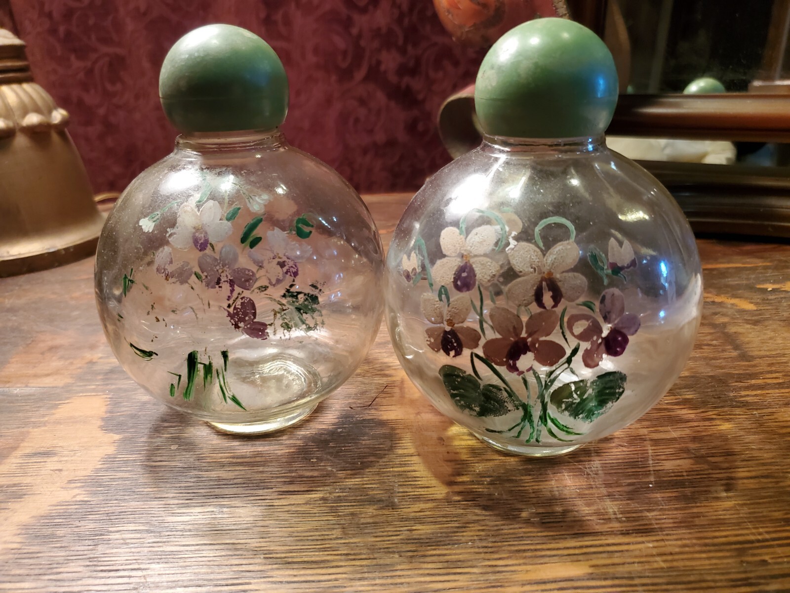 Pair Abietsan Vintage Flaroma Hand Painted Devon Violets Perfume Bottles RARE | eBay