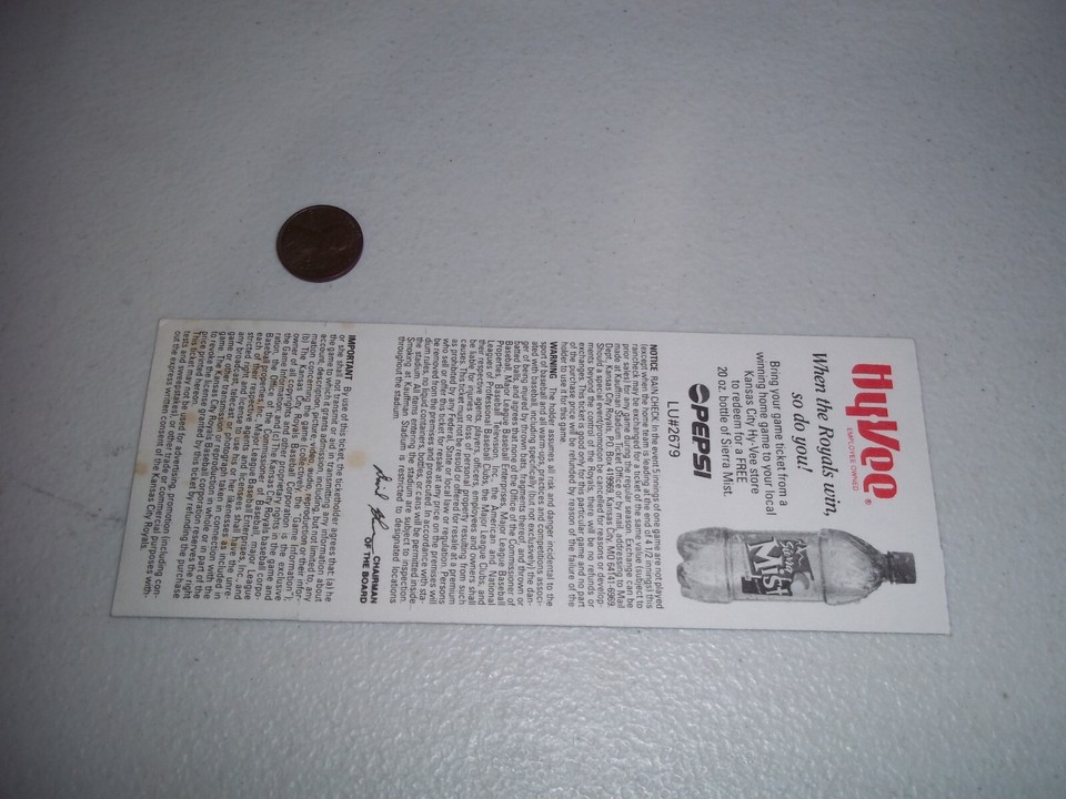 6/30/03 KANSAS CITY ROYALS VS CLEVELAND INDIANS MLB BASEBALL TICKET ...