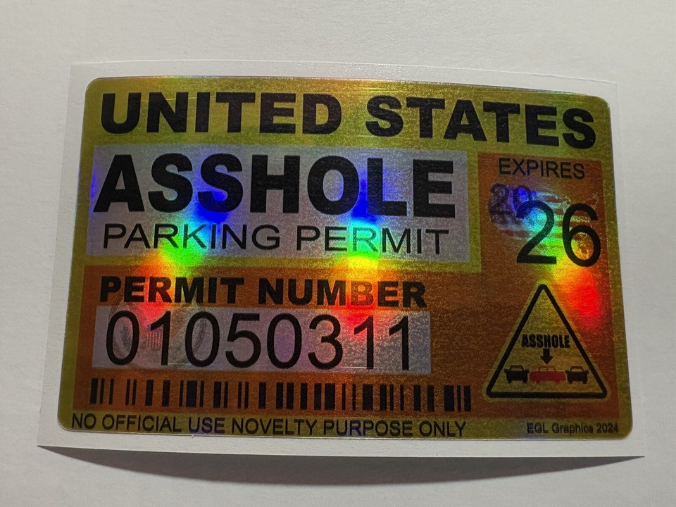 Ahole Parking Permit Decal Funny Jdm Single Joke Cooler A@shole butt ...