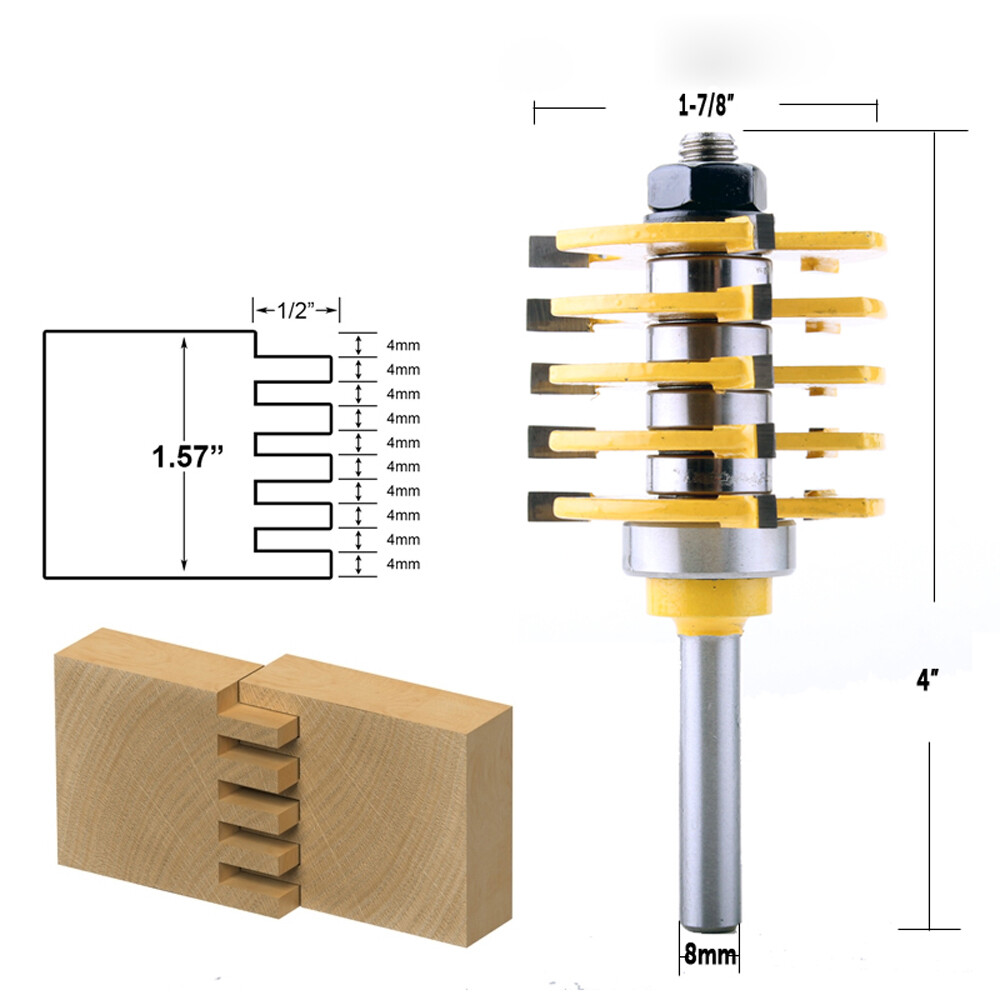1 pcs 1/2" Shank 5 Slots Adjustable Box Joint Assembly Router Bit | eBay