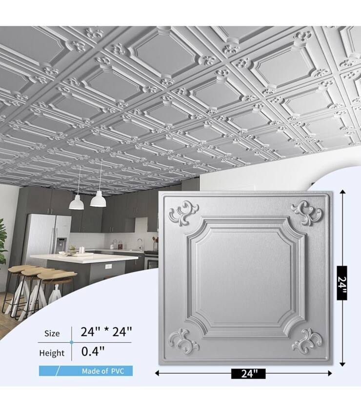 Art3d Drop Ceiling Tiles 24x24 (12-Pack, 48 Sq.ft), Wainscoting Panels ...