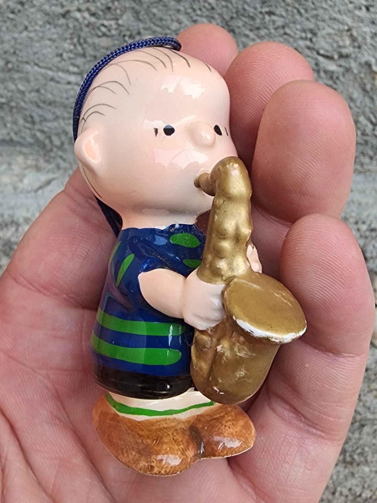 PEANUTS Linus Saxophone Ceramic Christmas Ornament VINTAGE Japan ...