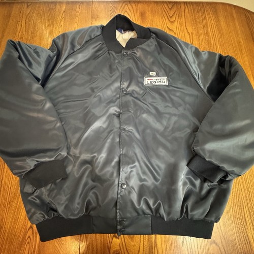 Vintage ASW American Legion Embroider Navy Satin Bomber Jacket Sz 2XL ...