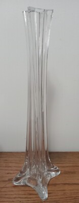 Handblown clear long thin glass vase | eBay