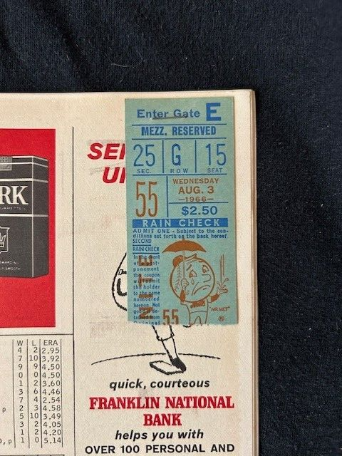1966 NY METS VINTAGE Program Scorecard *UNSCORED* w/Ticket Stub & News ...
