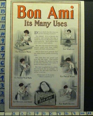 1911 BON AMI SOAP MOTHER GIRL BATH TUB WASH DECOR HOME VINTAGE ART AD ...