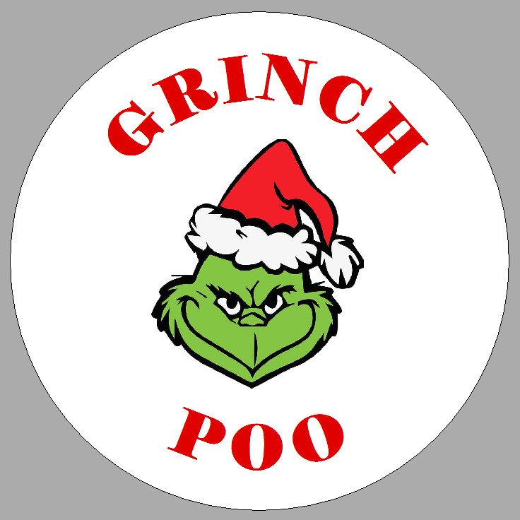 24 Circular Grinch Poo Stickers Round Christmas Gift Bag Seals Sweet ...