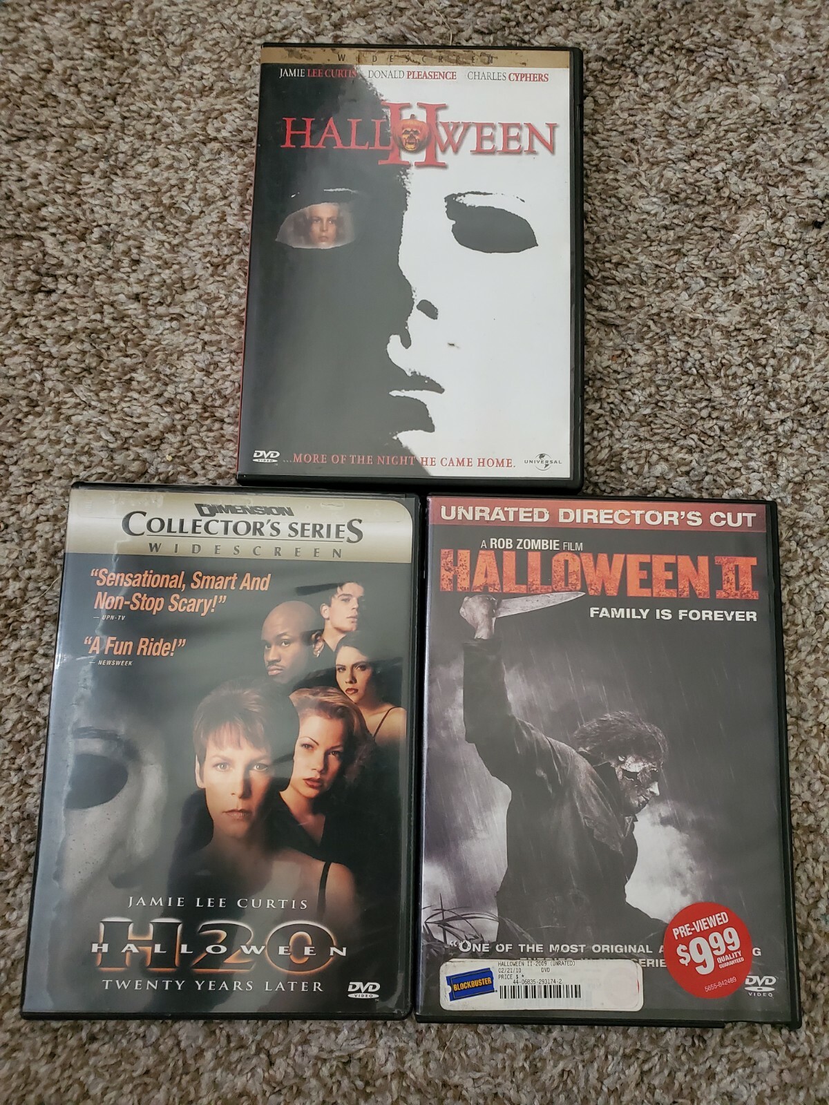 Horror 3 DVD Lot - Halloween II Rob Zombie & Halloween H20 Jamie Lee ...