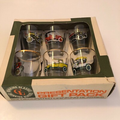 Vintage 1970s Cars Shot Glasses Ford Morris Rolls Royce Austin with Box ...