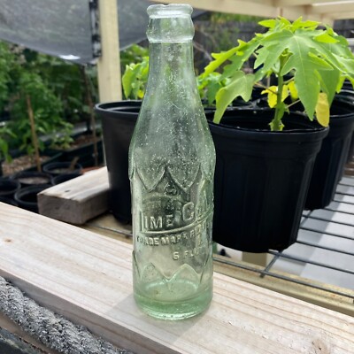 Vintage Lime Cola Embossed Green Glass Soda Bottle | eBay