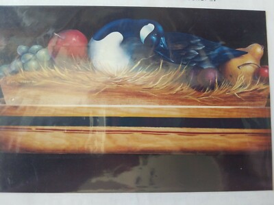 CHERI ROL 1992 CANADA GOOSE & FRUIT OIL STILL LIFE PAINTING PATTERN ...