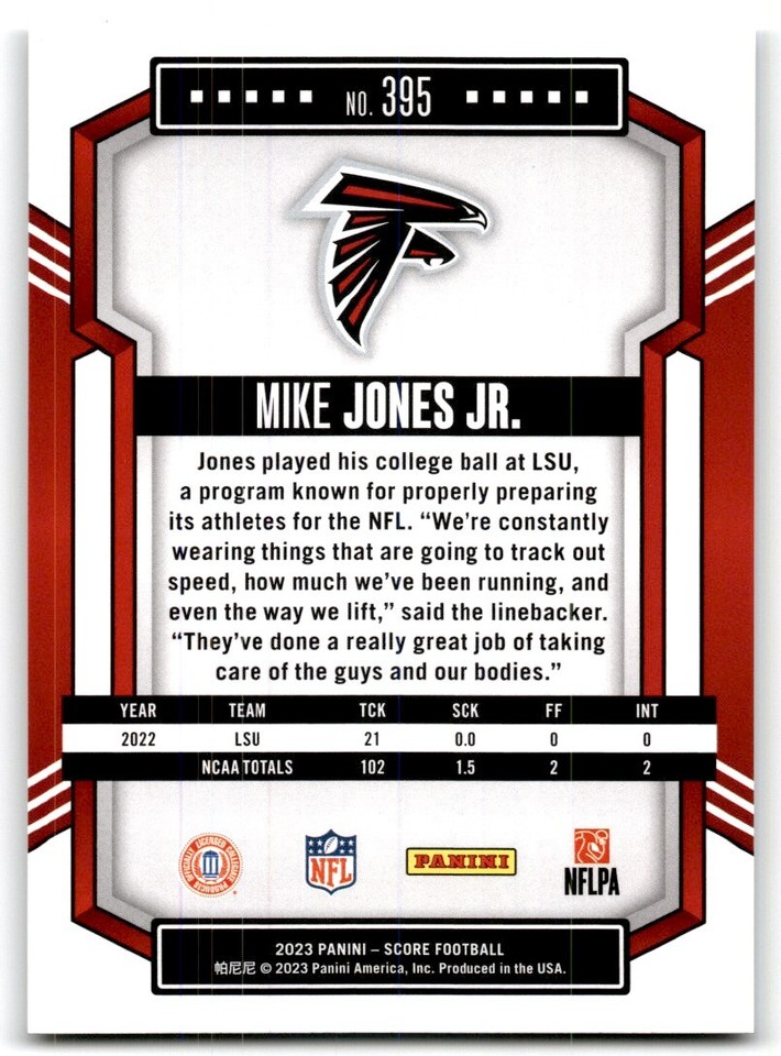 2023 SCORE MIKE JONES JR. RC ATLANTA FALCONS #395 | eBay