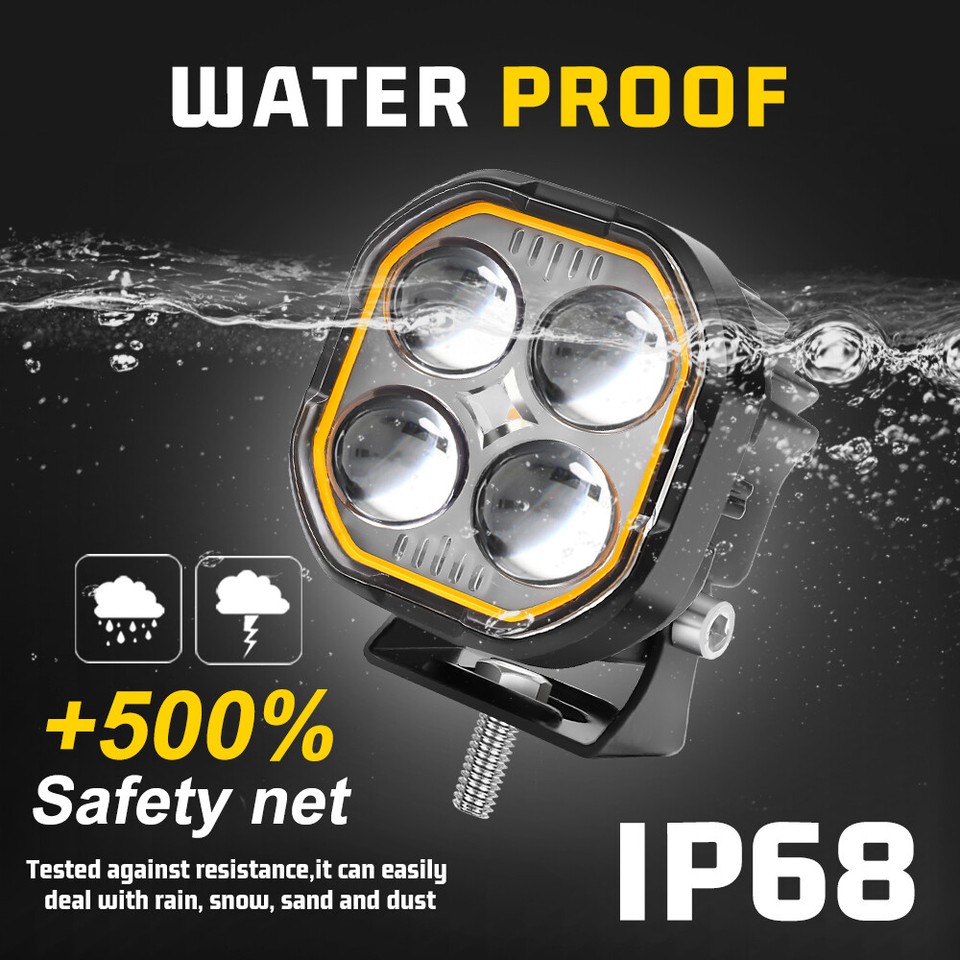 2X 2inch LED Work Light Spot Pods Fog Lamp Yellow White Offroad Driving ...