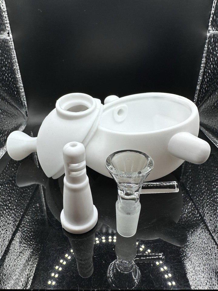 4 inch Mario Boo Ghost Silicone Hookah Smoking Water Bong w/Glass Bowl ...