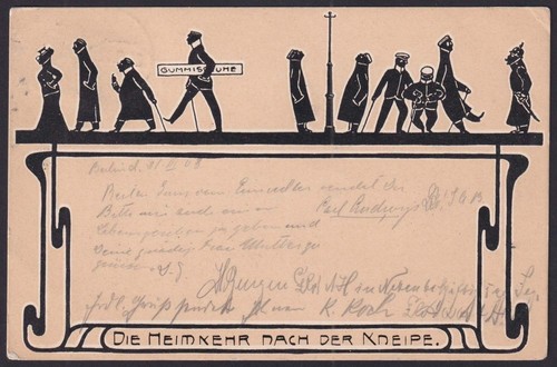 Ansichtskarte Scherzkarte Die Heimkehr nach der Kneipe Berlin 1903 [247 ...