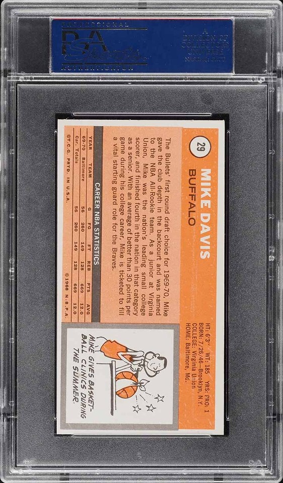 1970 Topps Bkb Card # 29 Mike Davis Buffalo Braves PSA 8 NM-MT | eBay