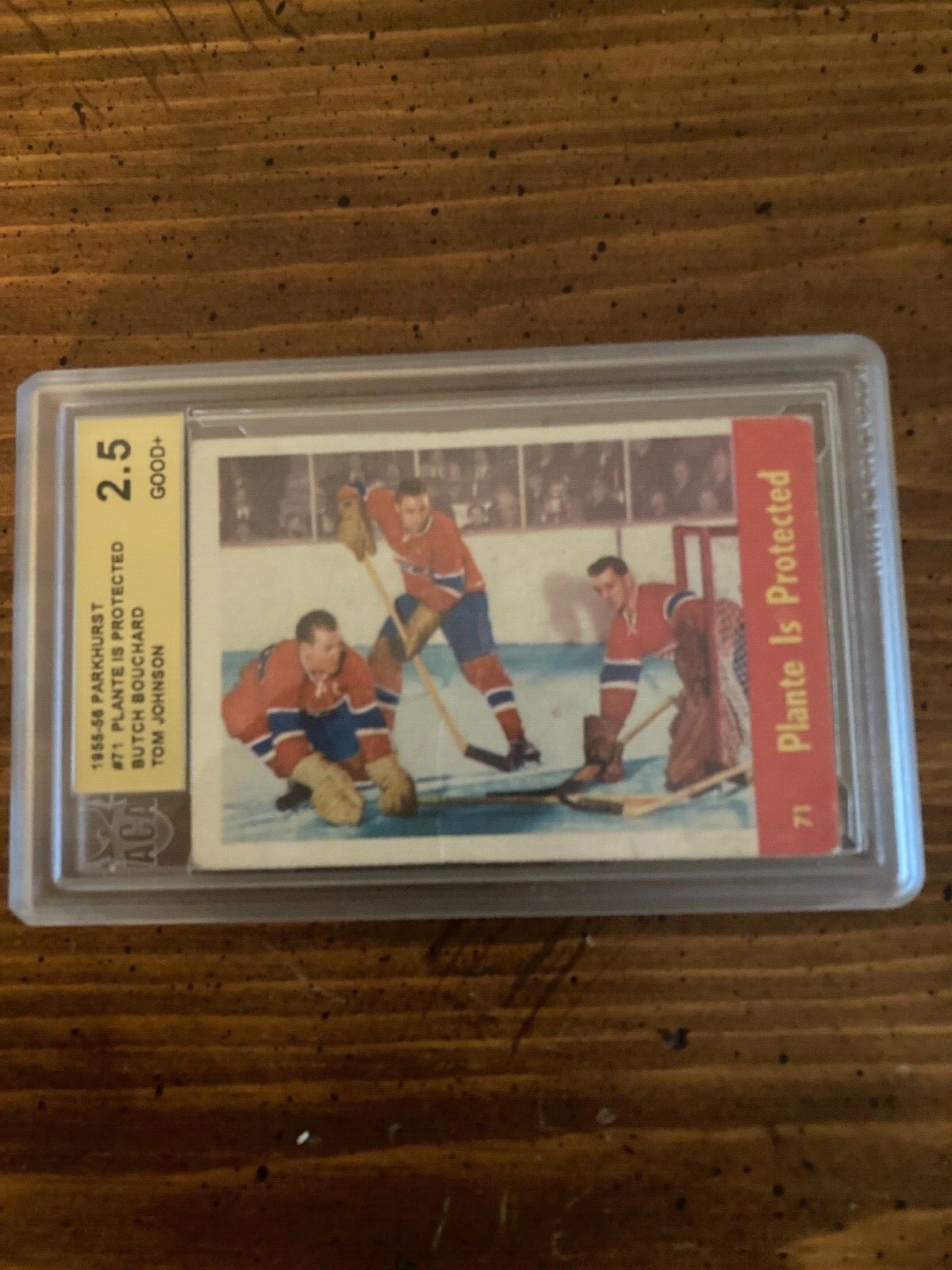 1955/56 PARKHURST HOCKEY CARD #71 JACQUES PLANTE ROOKIE 2,5 ACA Good+ ...