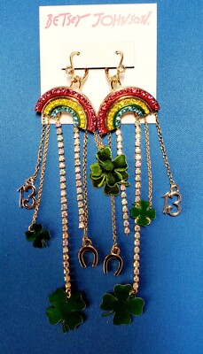 BETSEY JOHNSON “LUCKING OUT” RAINBOW CHANDELIER EARRINGS RAINBOW NWT | eBay