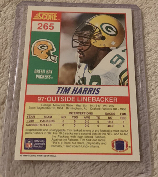 1990 Score Football Card #265 Tim Harris Green Bay Packers | eBay