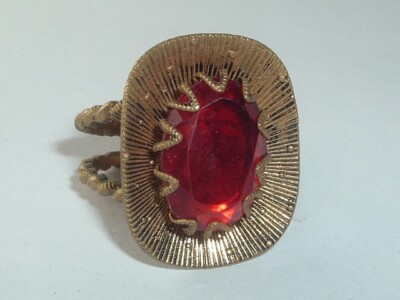 VINTAGE MI WEST GERMANY COCKTAIL RING RED STONE SIZE 5.5 | eBay