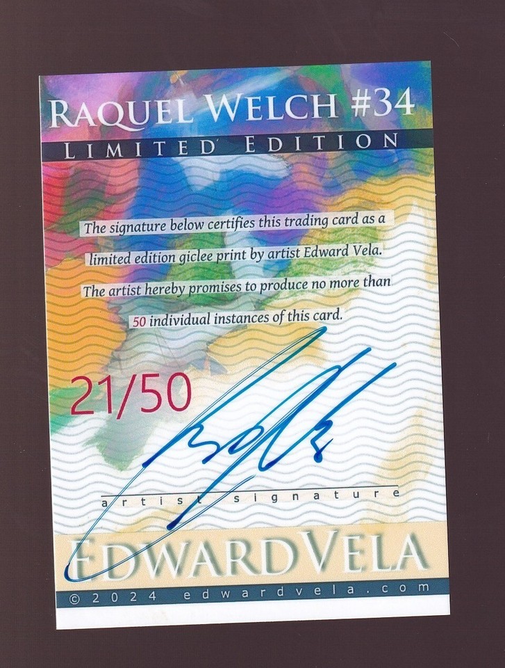Raquel Welch Artist Signed Giclee Print Card #34 21/50 2024 Three ...