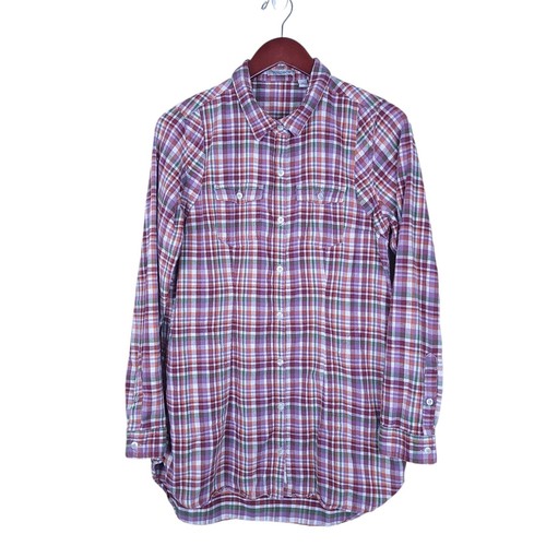 TOAD & CO Organic Cotton Plaid Flannel Button Tunic Shirt Size M | eBay