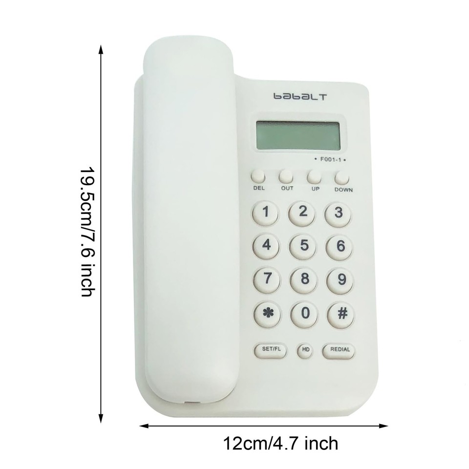 Corded Basic Landline Phone, FSK/DTMF Simple Caller ID Telephone with ...