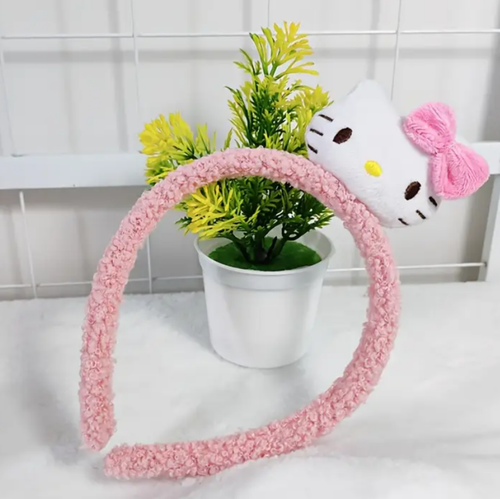 Hello Kitty Pink Plush Headband Cartoon Hair Accessory Face Washing ...