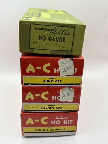 Lot (4) Vintage HO Train Model (1) Ulrich (3) A-C Deluxe Railroad Kits ...