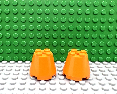 Lego 2 Orange 3x3x2 Round Brick Cone Rocket ship airplane NEW | eBay