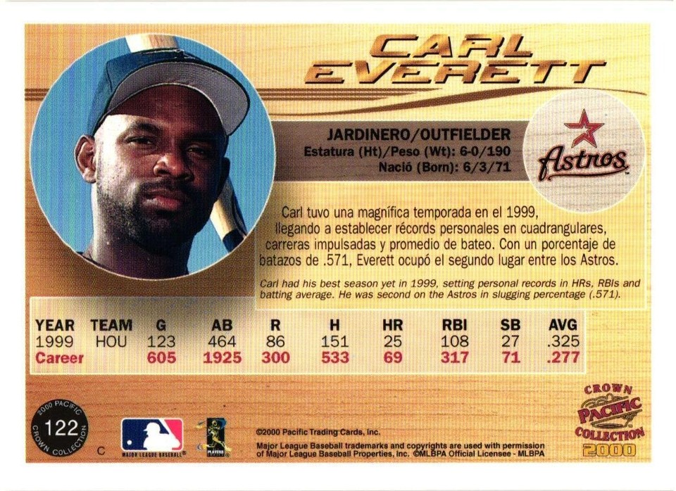 2000 PACIFIC CROWN COLLECTION CARL EVERETT #122 CARD $0.99 VALUE BOX | eBay