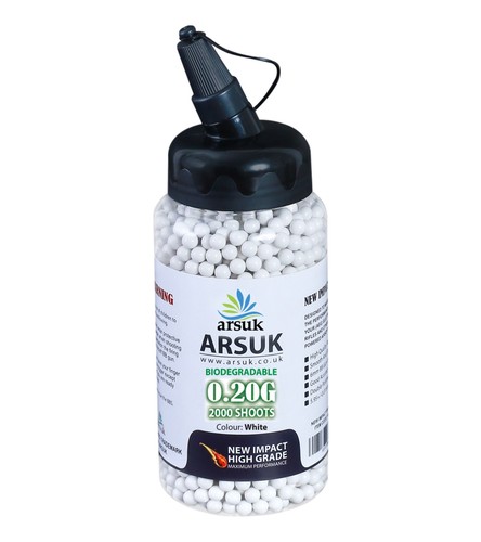 Airsoft BB Pellets Biodegradable .20g 6mm High Grade Plastic 2000 White ...