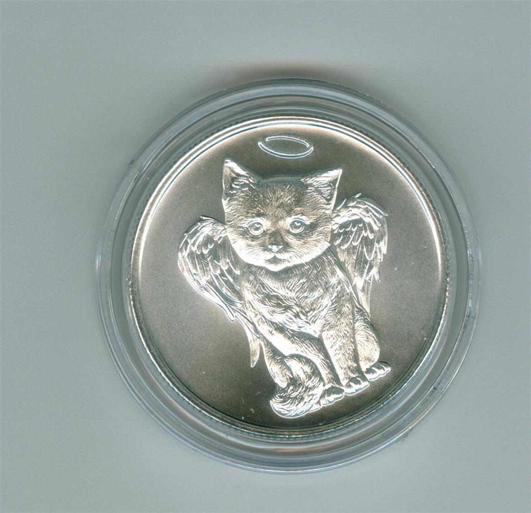 INTAGLIO MINT CHERUB CAT REMEMBRANCE TOKEN 1/2 OZ .999 HIGH RELIEF ...