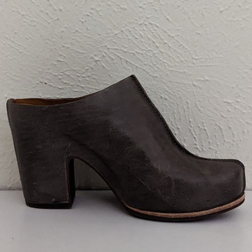 Kork-Ease Women’s Sagano Leather Block Heel Clogs Mules Gray Shoe Size ...