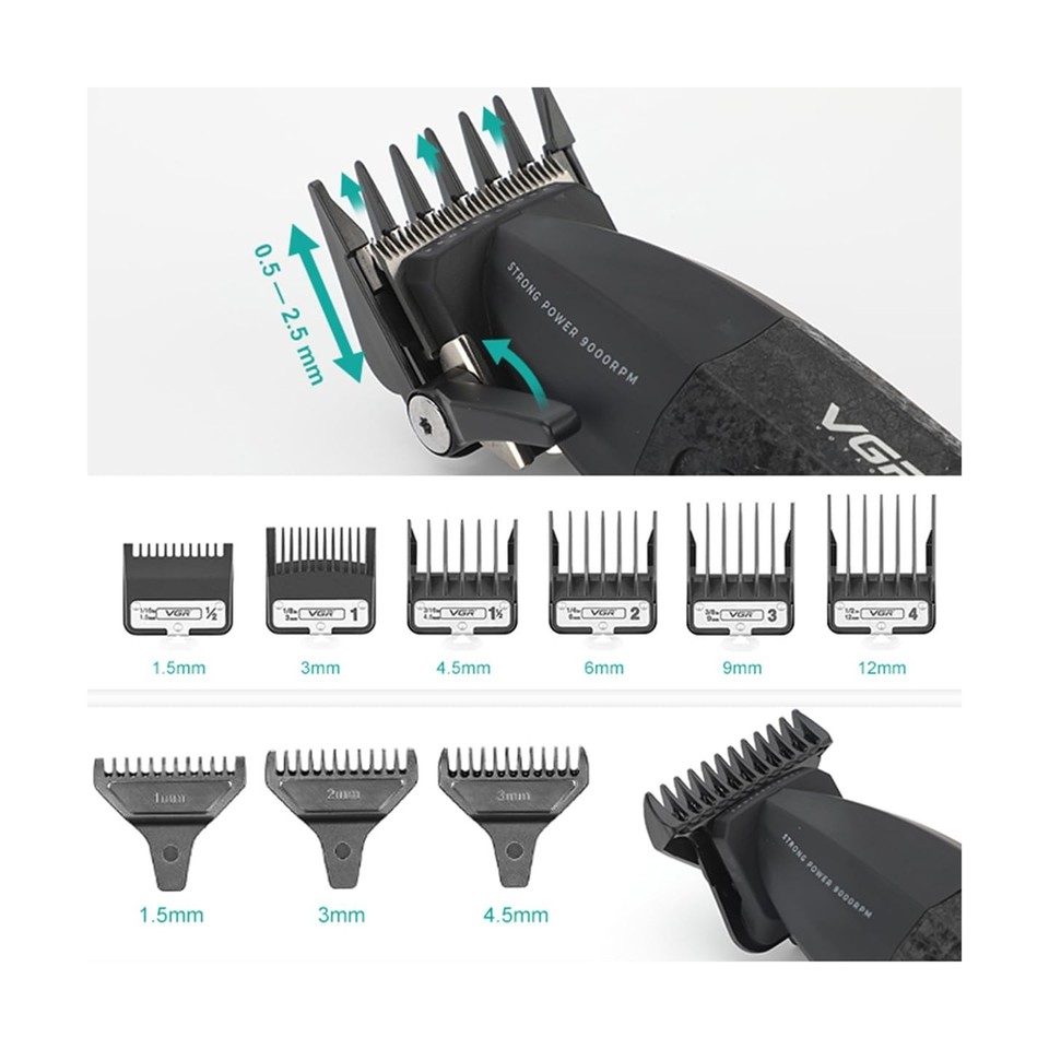 VGR 640 Professional Hair Clippers for Men, Cordless Barber Clippers ...