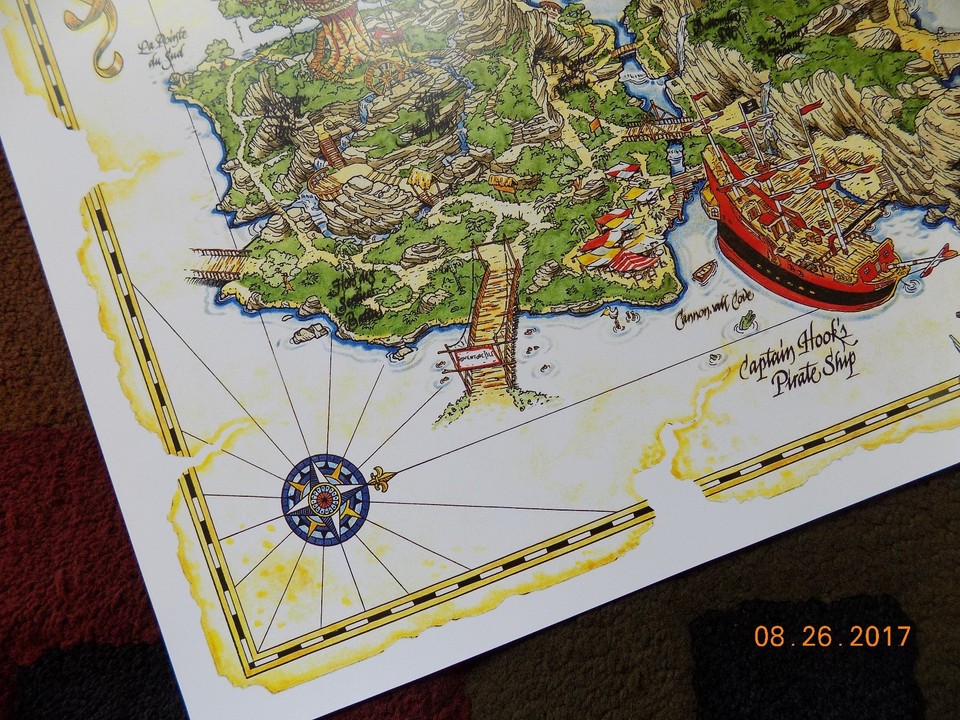 Disney Maps Tom Sawyer, Adventure, Pirates Map Collector Posters ( Set ...