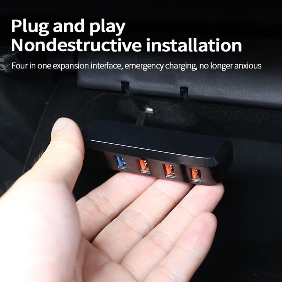 4-in-1 Multi Port Glove Box USB Hub Tesla Model 3 Y Flash Drive Docking ...