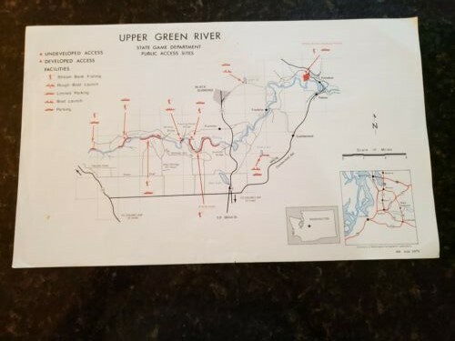 GREEN RIVER WA State Game Department Public Access Sites MAP 1973 | eBay