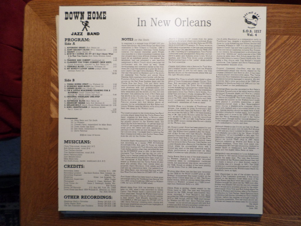 STOMP OFF LP RECORD/DOWN HOME JAZZ BAND/ IN NEW ORLEANS/1991 PRIVATE ...