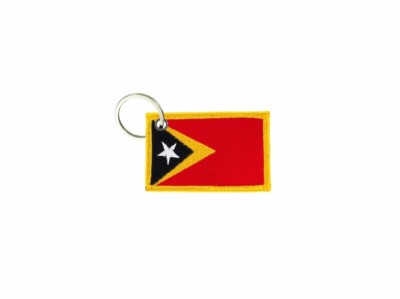 Keychain keyring embroidered embroidery patch double sided flag timor ...