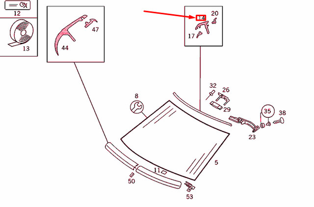 Mercedes-Benz E W124 Windshield Top Outer Molding A1246711030 OEM for ...