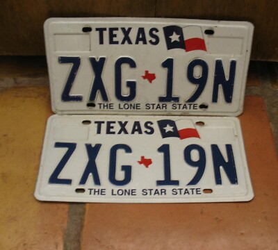 E10 - TEXAS EMBOSSED 1990's LICENSE PLATE PAIR ZXG 19N, Used & Expired ...