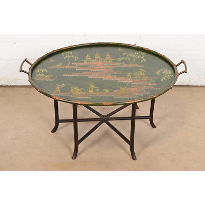 Baker Furniture Style Hollywood Regency Chinoiserie Faux Bamboo Coffee ...