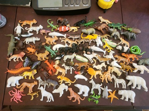 Vintage Lot Of 91 Hard Plastic Animals Variety: Jungle/Zoo/farm/insects ...