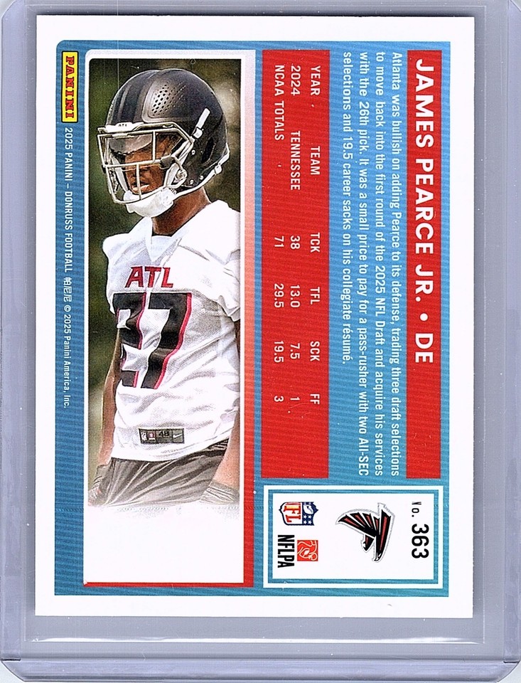 2025 Donruss James Pearce Jr. 363 Atlanta Falcons Rated Rookie (RC) | eBay