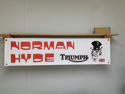 Norman Hyde Banner Classic Triumph Motorcycle tuning Workshop Wall ...