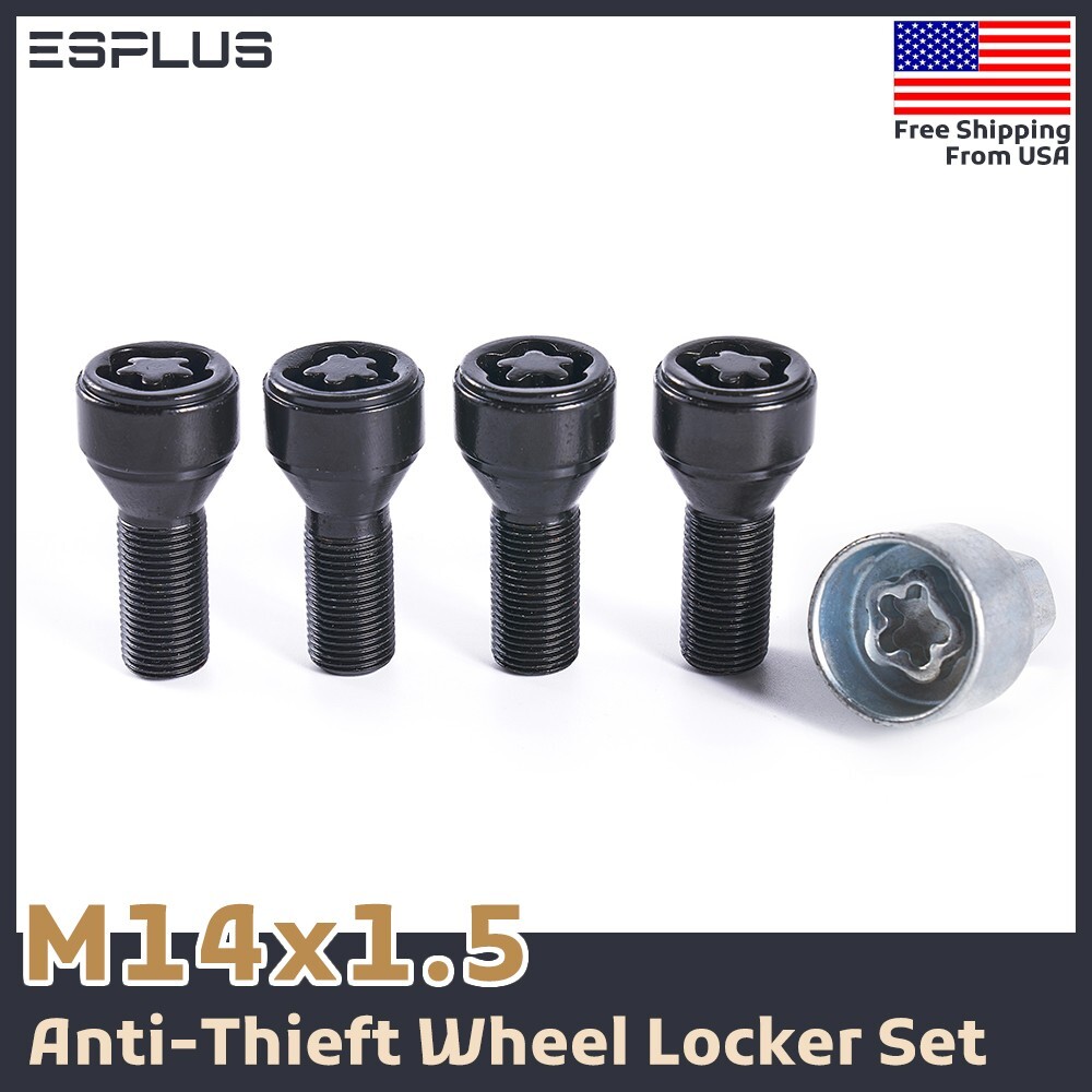 4x Audi Wheel Lock M14x1.5 Black 28mm Fit Latest A/Q/R/RS/S/SQ ...